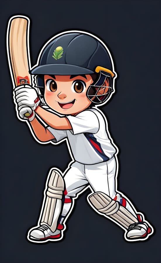 Cricket Player Cartoonistic Stickers Ai Generated Image Stock ...