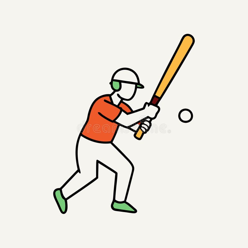 A Cricket Player Hitting a Ball with a Bat Cartoon Style Stock Vector ...