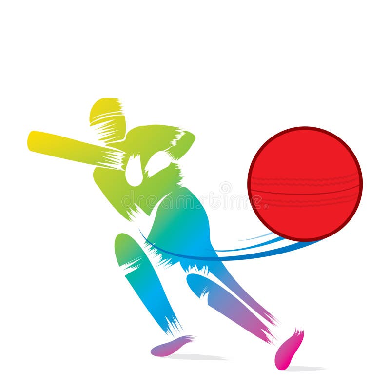 Cricket Player Hitting Ball Design Stock Vector - Illustration of ...