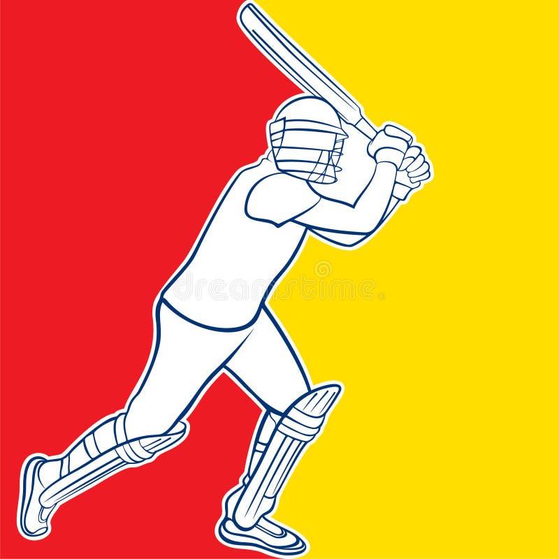 Cricket Player Hitting Big Shot Stock Vector - Illustration of ...