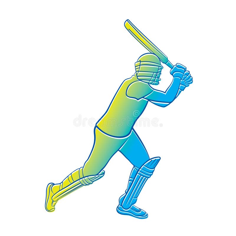 Cricket Player Hitting Big Shot Stock Vector - Illustration of ...