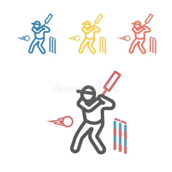 Cricket Player Line Icon. Vector Sport Signs for Web Graphics. Stock ...