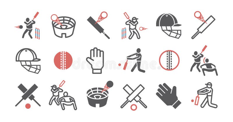 Cricket Player Line Icons. Cricket Player. Vector Signs for Web ...