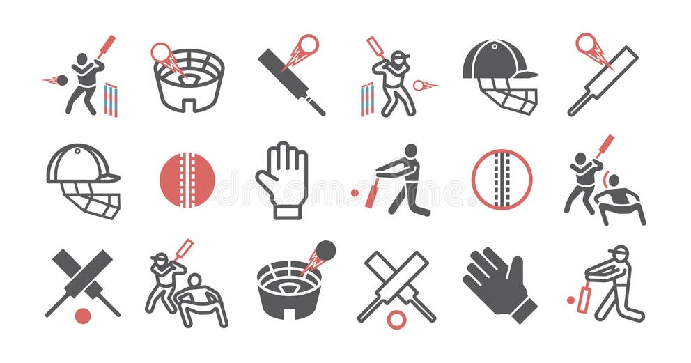 Cricket Player Line Icons. Cricket Player. Vector Signs for Web ...