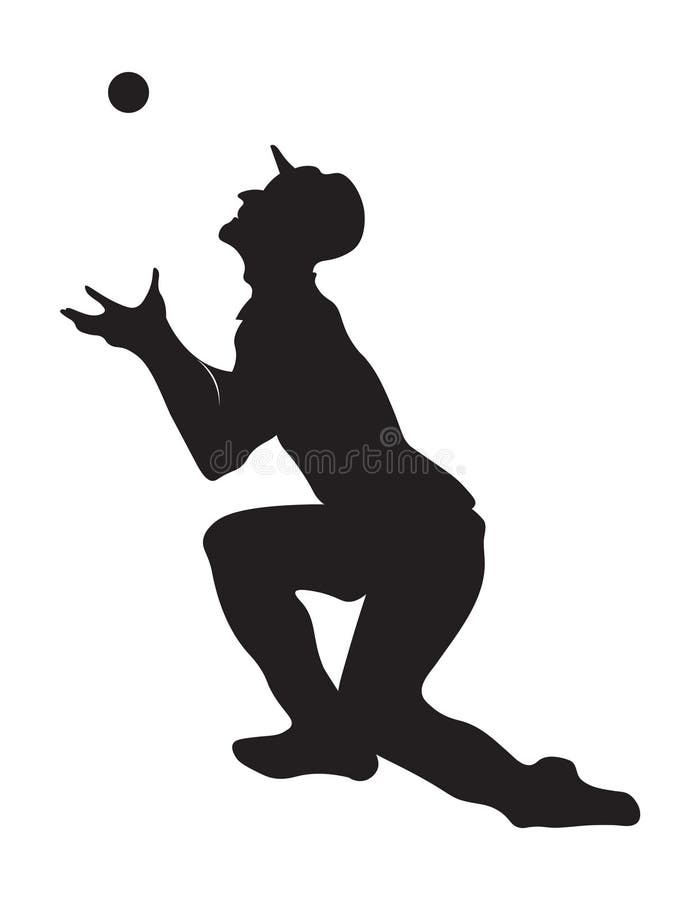 Cricket Player Taking a Wicket Silhouette Stock Illustration ...