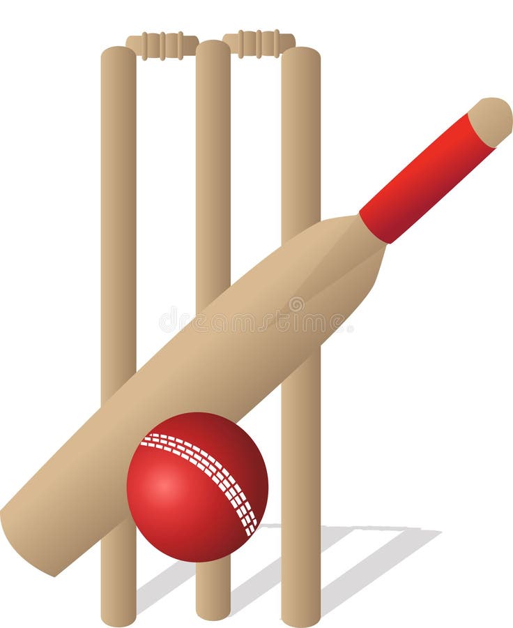 Cricket Set Ball Bat and Wickets on White Background Stock Vector ...