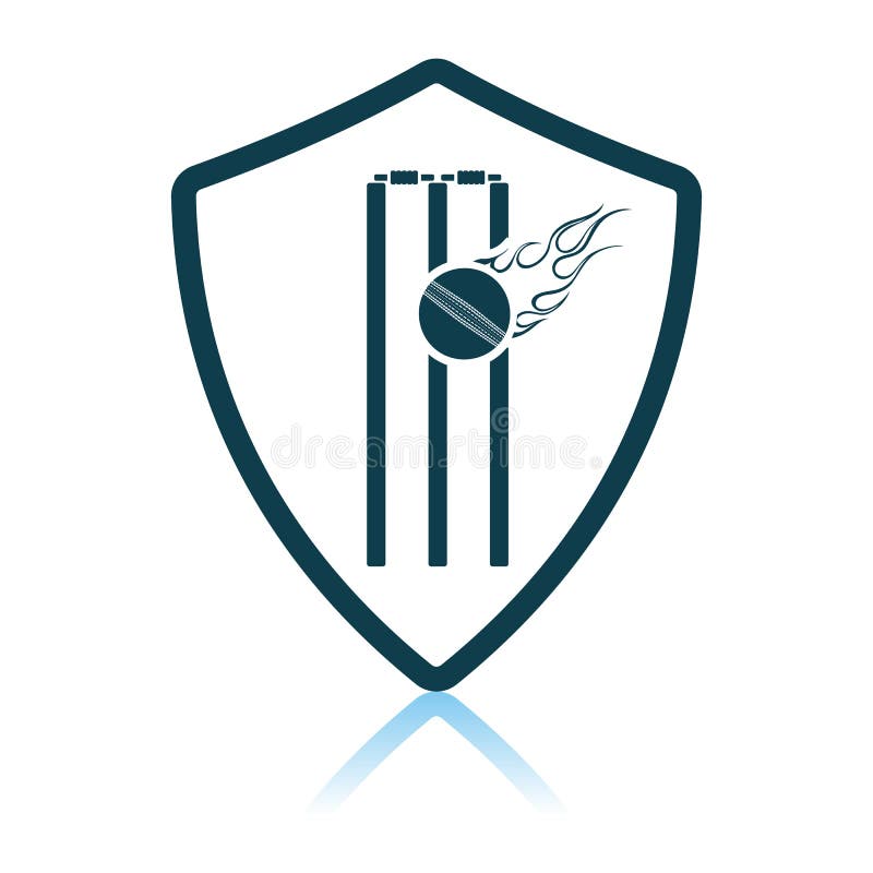 Cricket Shield Emblem Icon stock vector. Illustration of outline ...