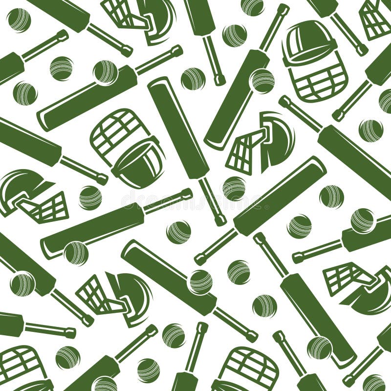 Cricket and Soccer Background, Pattern Set. Collection Icons Cricket ...