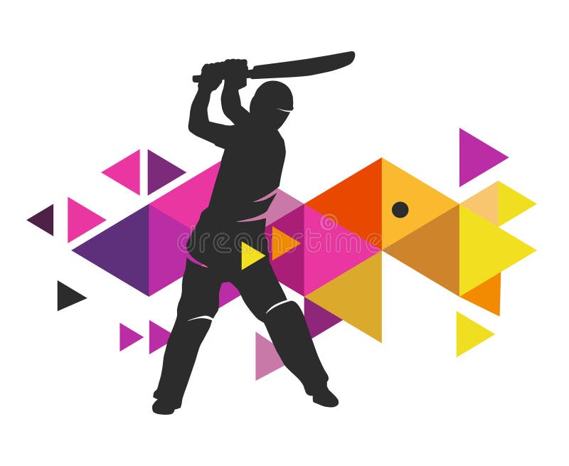 Cricket Sport Graphic with Design Elements in Background. Stock Vector ...