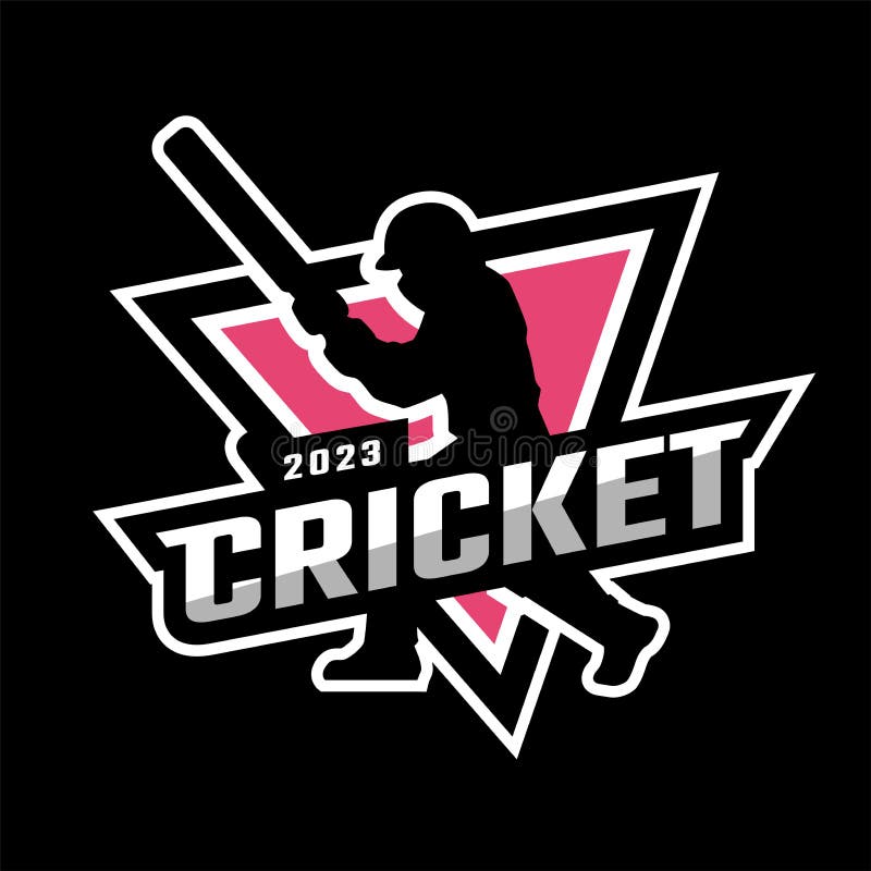 Cricket Sport Logo with Player Silhouette on a Dark Background. Vector ...