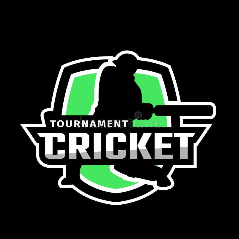 Cricket Sport Logo with Player Silhouette. Vector Illustration. Stock ...