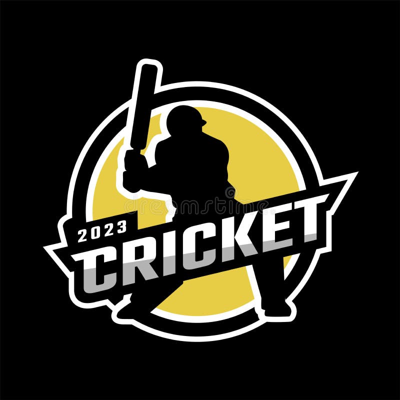 Cricket Sport Logo with Player Silhouette on a Dark Background. Vector ...