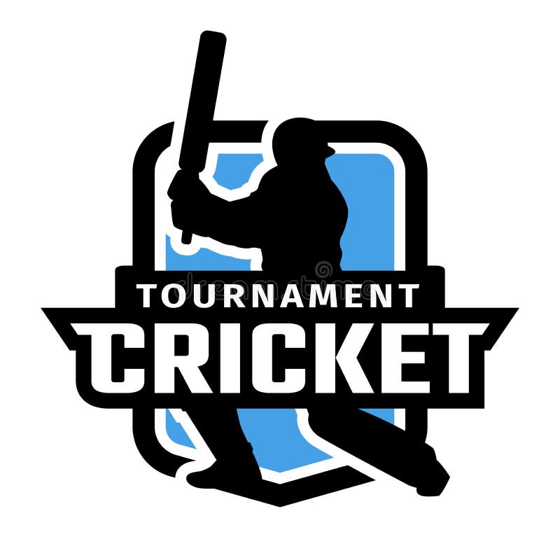 Cricket Sport Logo with Player Silhouette. Vector Illustration. Stock ...