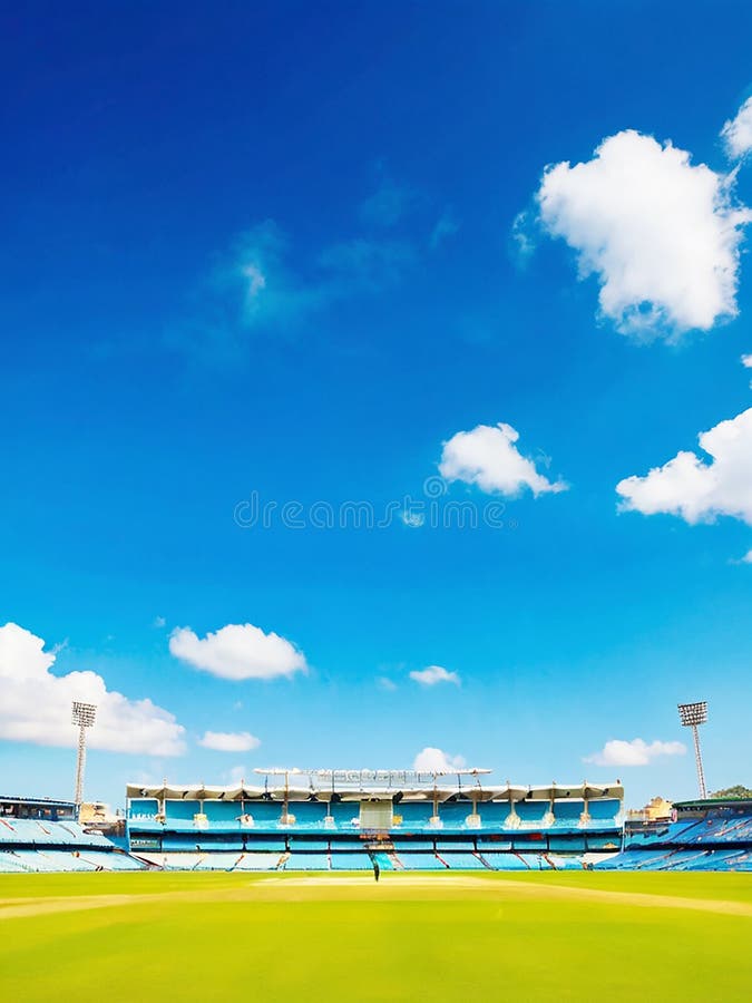 Cricket Stadium with Blue Sky Background, Generated Ai Stock ...