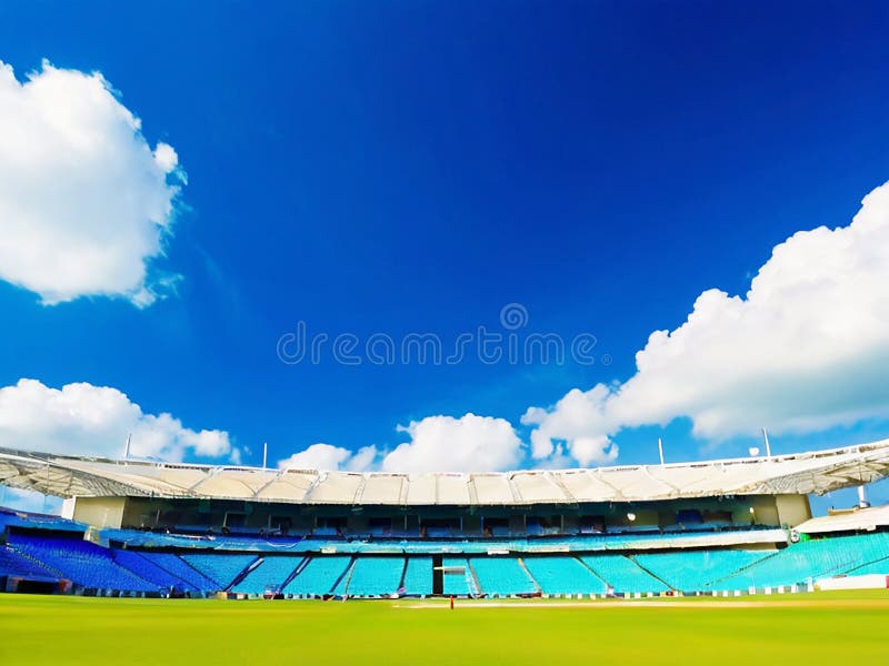 Cricket Stadium with Blue Sky Background, Generated Ai Stock ...