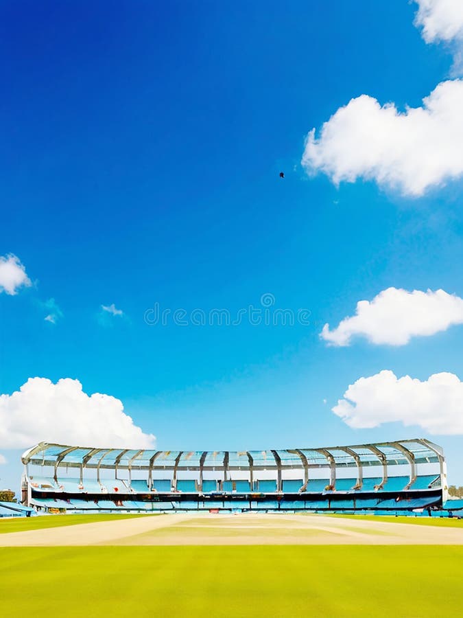Cricket Stadium with Blue Sky Background, Generated Ai Stock ...