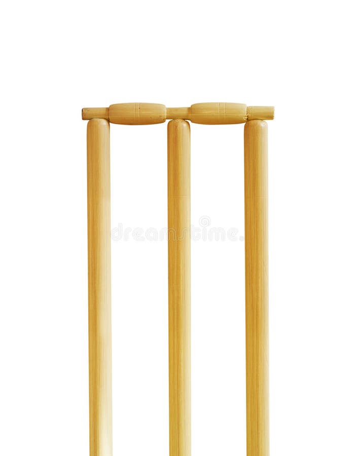 Cricket Bat, Stumps, Bails, Red Ball and White Ball Isolated on Green ...