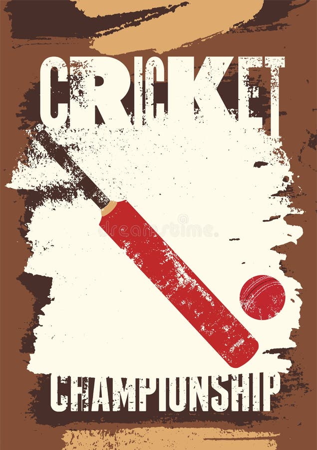 Cricket Typographical Vintage Grunge Style Poster. Retro Illustration ...