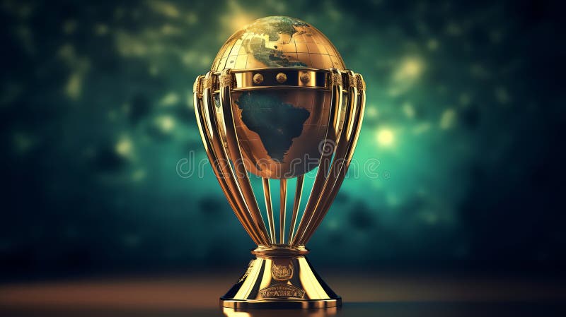 Cricket World Cup Celebration Winning Trophy with Ball Stock ...