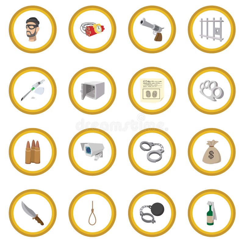 Crime cartoon icon circle stock vector. Illustration of jail - 93048007