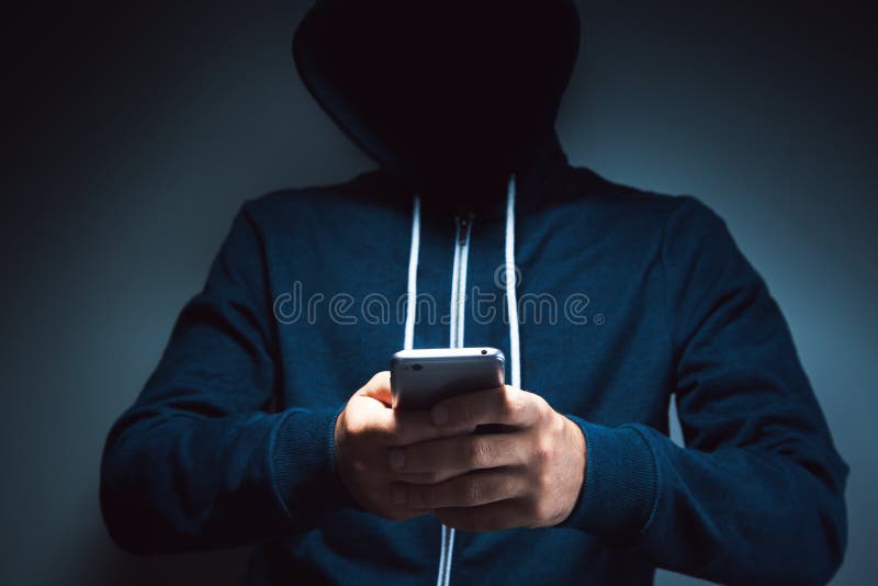 Crime Hacker Using Mobile Phone Stock Image - Image of information ...