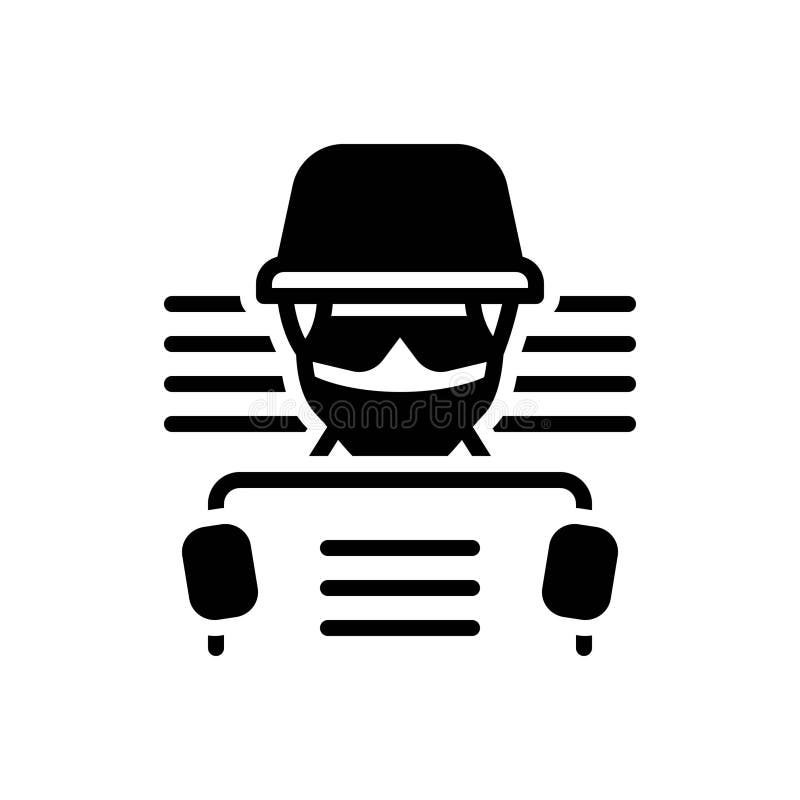 Black Solid Icon for Crime, Delinquency and Repeater Stock Illustration ...