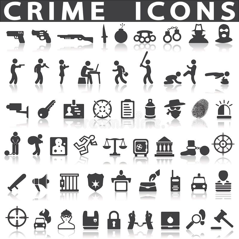 Crime icons, stock vector. Illustration of money, criminal - 49816442