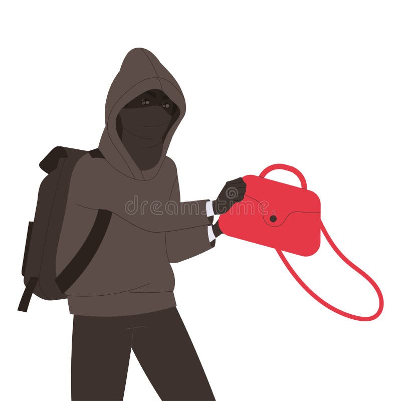 Crime with Man Criminal Stealing Bag Vector Illustration Stock Vector ...