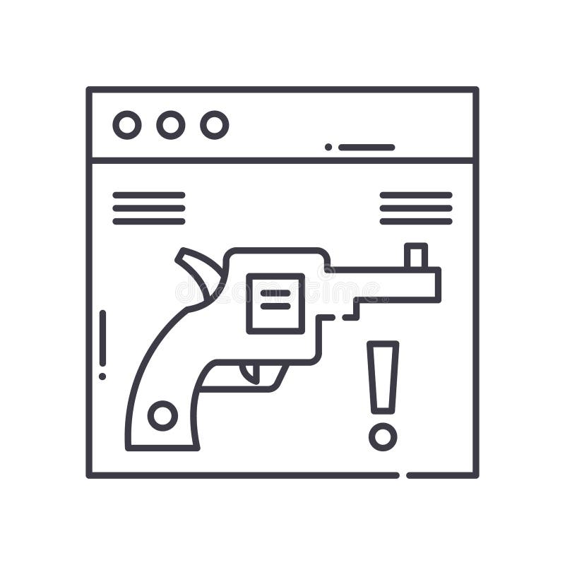 Cyber Crime Scene Line Icon, Outline Symbol, Vector Illustration ...