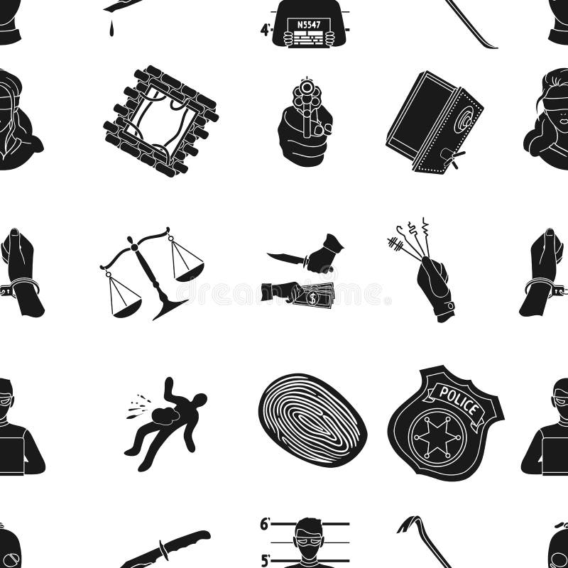 Crime Pattern Icons in Black Style. Big Collection of Crime Vector ... Crime Pattern Icons in Black Style. Big Collection of Crime Vector ...