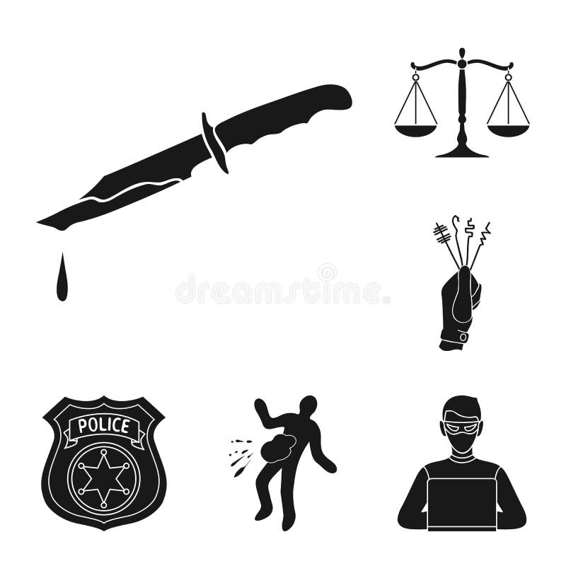 Crime And Punishment Black Icons In Set Collection For Design Criminal