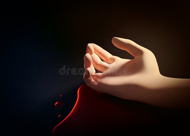 Crime Scene with Hand an Blood 3d Illustration Stock Illustration ...