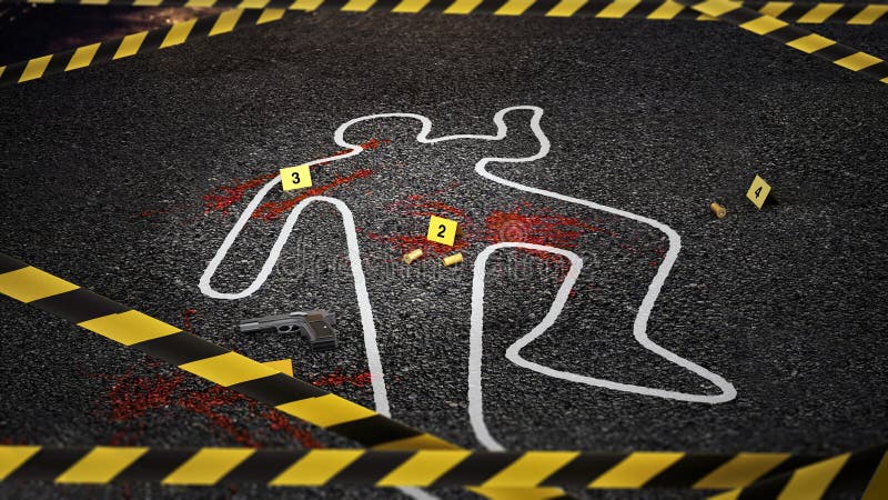 Crime Scene of a Murder Case. 3D Illustration Stock Illustration ...