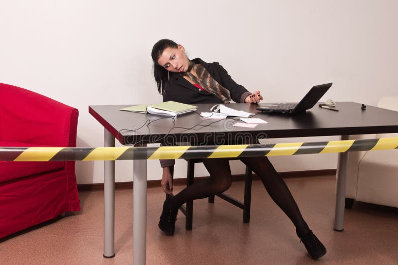 Crime Scene in a Office with Dead Secretary Stock Image - Image of ...
