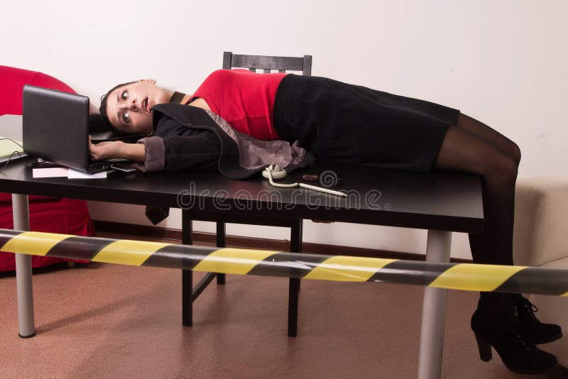 Crime Scene in a Office with Dead Secretary Stock Image - Image of ...