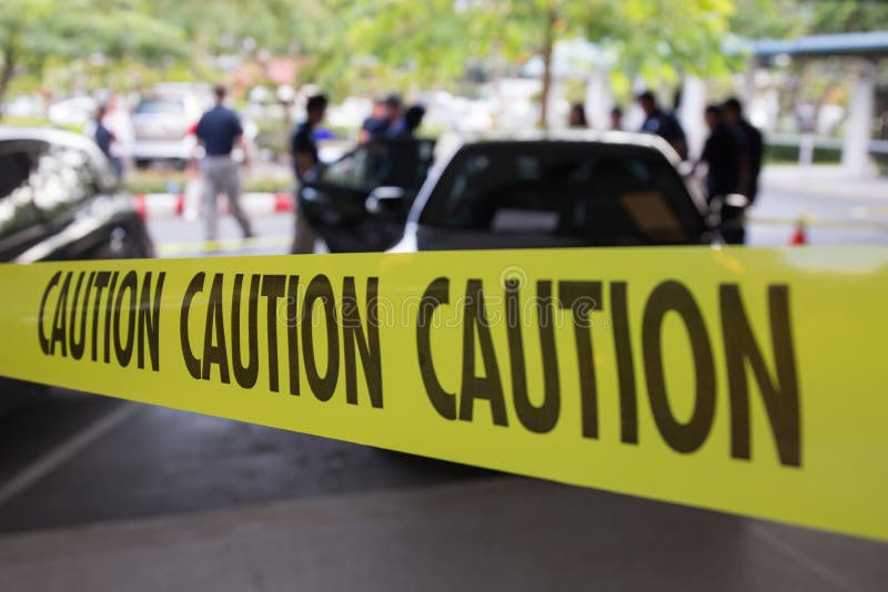 Crime Scene Protect by Caution Tape Stock Photo - Image of prohibit ...