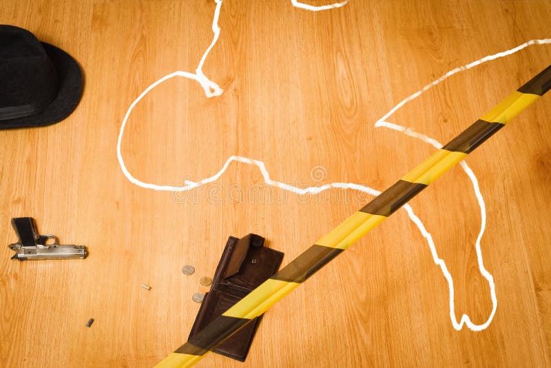 Crime Scene Simulation. Victim Lying On The Floor Stock Photo - Image ...