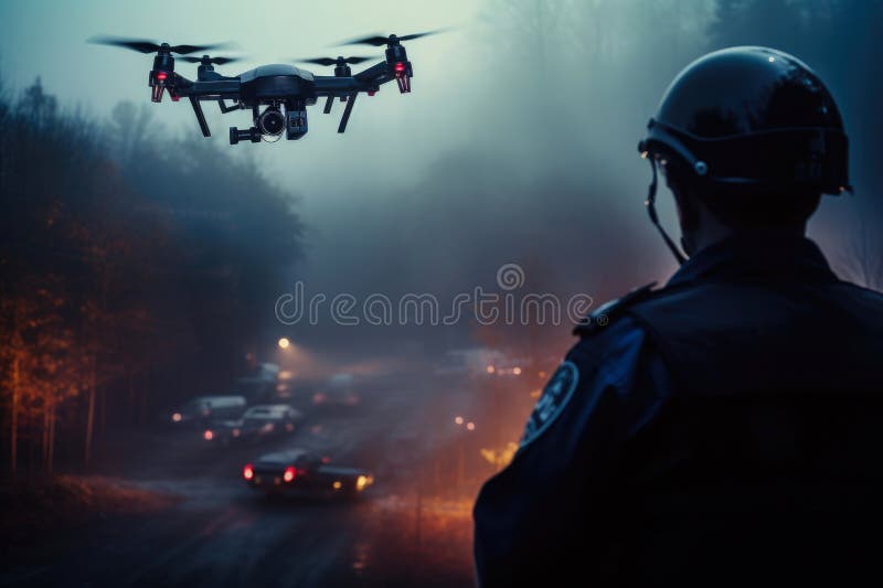 Crime Scene Surveillance by Police Drone. Stock Illustration ...