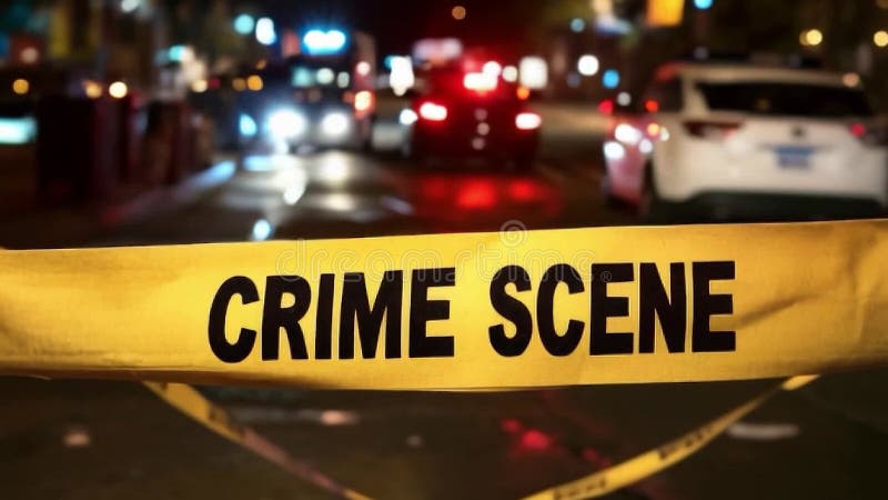 Crime Scene. a Yellow Security Tape with Crime Scene Text on it Stock ...