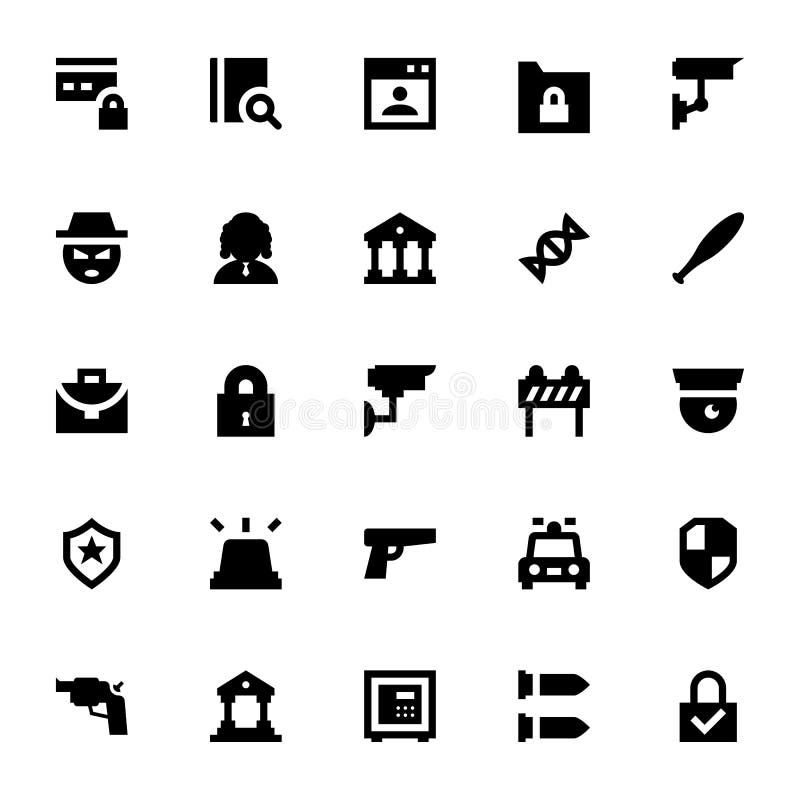 Crime and Security Vector Icons 2 Stock Illustration - Illustration of ...