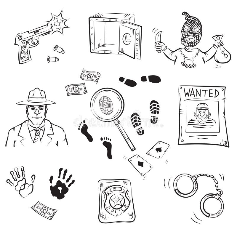 Crime Story Sketches stock vector. Illustration of investigation - 23538214