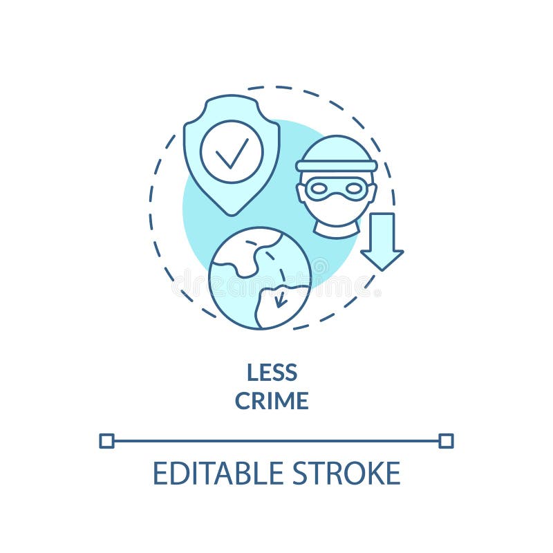 Less Crime Turquoise Concept Icon Stock Vector - Illustration of line ...