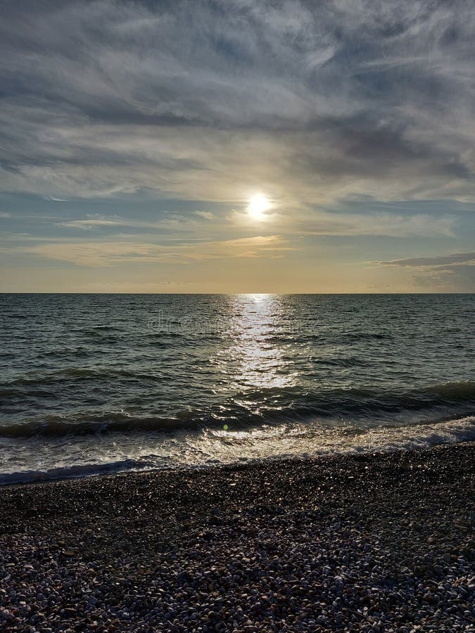 Evening sea distance stock image. Image of winter, freezing - 200043425