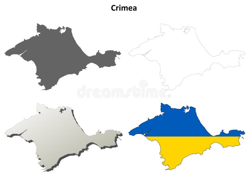 Crimea Outline Map Set - Ukrainian Version Stock Vector - Illustration ...