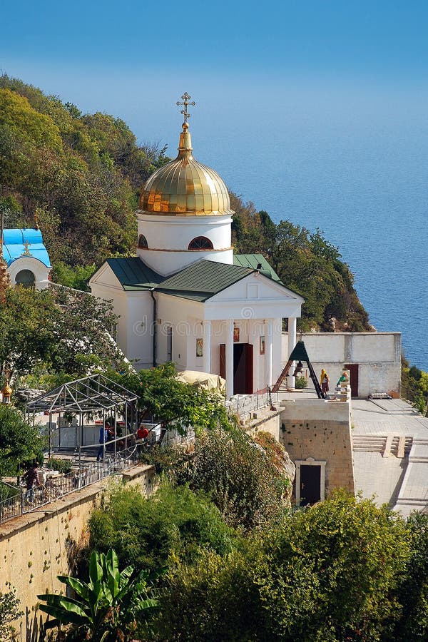 Crimea. Orthodox St. George Monastery from the Black Sea Stock Photo ...