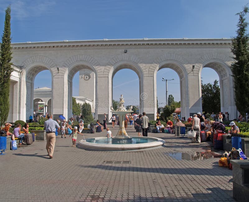 Crimea. Passengers at the Railway Station in Simferopol Editorial Image ...