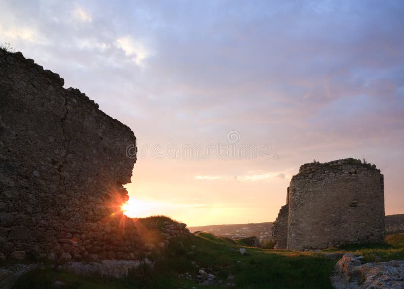 Crimean Ancient Fortress Sunset View (Ukraine) Stock Image - Image of ...