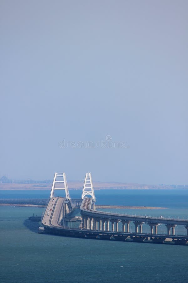 The Crimean Bridge in the Black Sea Stock Photo - Image of skyline ...