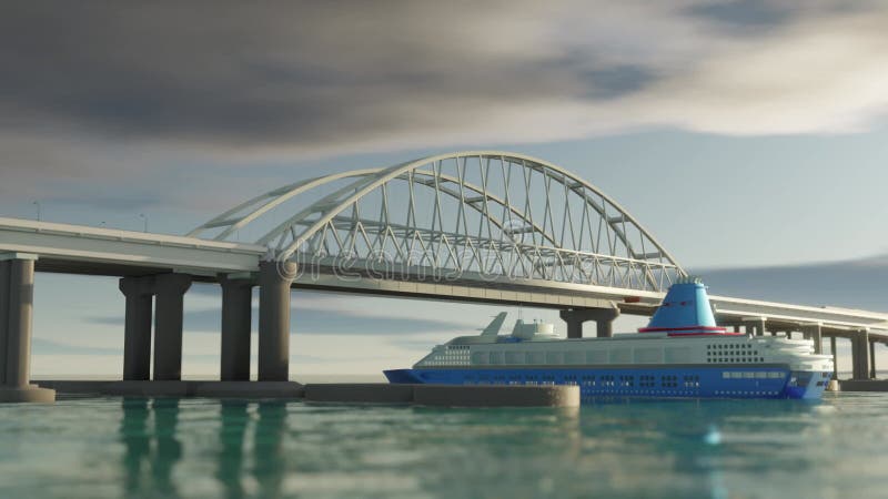 The Crimean Bridge 3d Render Stock Video - Video of render, aerial ...