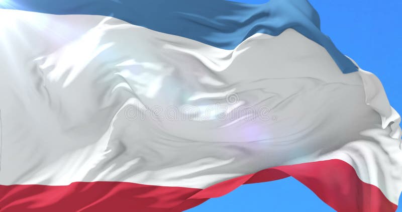 Crimean Flag Waving at Wind in Slow with Blue Sky, Loop Stock Video ...